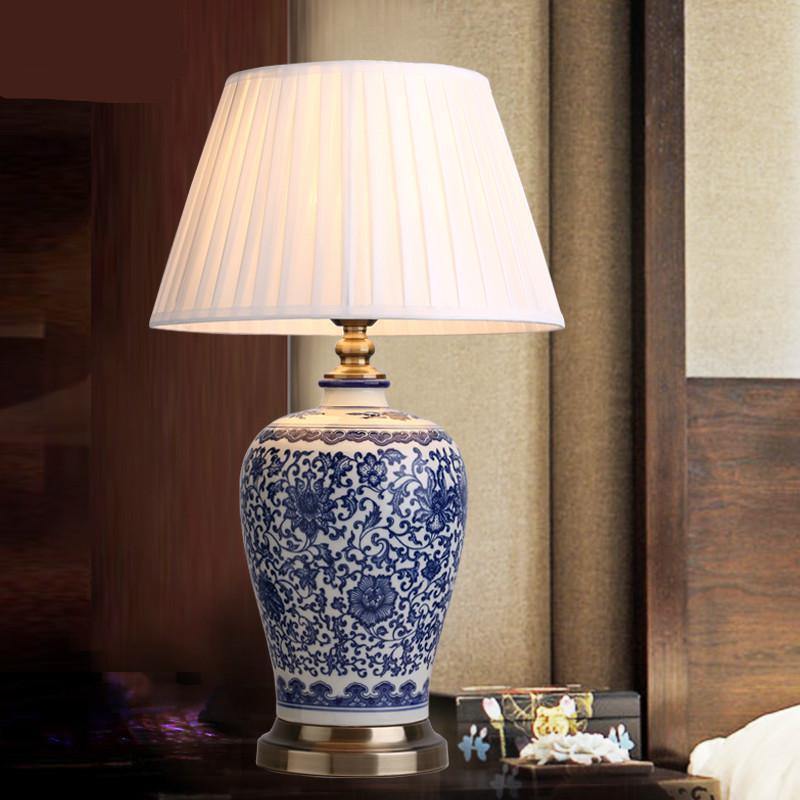 Blue White Chinese Porcelain Lamps Antique Qing Dynasty Chinoiserie